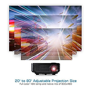 Pyle Portable Video-Projector Full HD with Remote - Home Theater-Projector Tv Digital Movie-Projector - 1080p Support 80" Led-LCD-Display USB/HDMI Mac,Computer and Laptop - Pyle PRJG88, BLACK