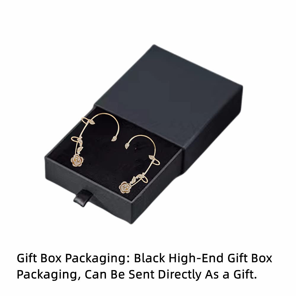 2PCS Women's Clip-On Earrings Hook Without Pierced Rose Flower Ear Bone Clip Ear Clip Butterfly (Rose Ear Clips)