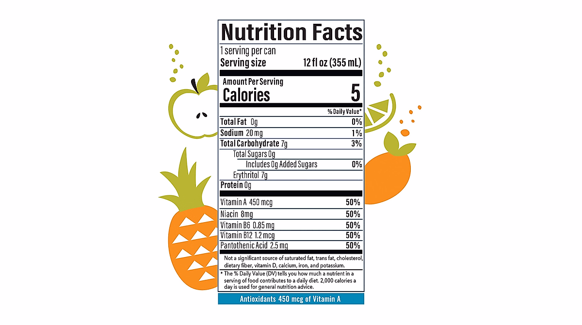 BUBBL'R tropical dream'r, Antioxidant Sparkling Water with Natural Caffeine, 0g Sugar, Gluten ...