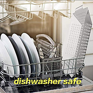 Leonyo 12" & 8" Grill Basket for Vegetables & Meat – 3PCS Heavy Duty Grill Utensils Set, Built to Last Stainless Steel Barbecue Grilling Accessories for All Grills & Smokers & Veggie, Grilling Gift