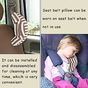 ZHYYQL Car Seat Travel Pillow Neck Support Cushion Pad for Kids, Safety Belt Sleeping Pillow, Car Seat Travel Pillow Neck Support Cushion Pad, Headrest Shoulder Pad for Children Adults (Brown)