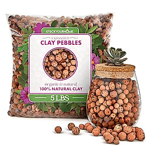 Stock Your Home 5Lbs LECA Balls Expanded Clay Pebbles Hydroponics Soil Supplies for Indoor Garden Plants - Organic Aquaponics Grow Media Drainage Layer Terrarium
