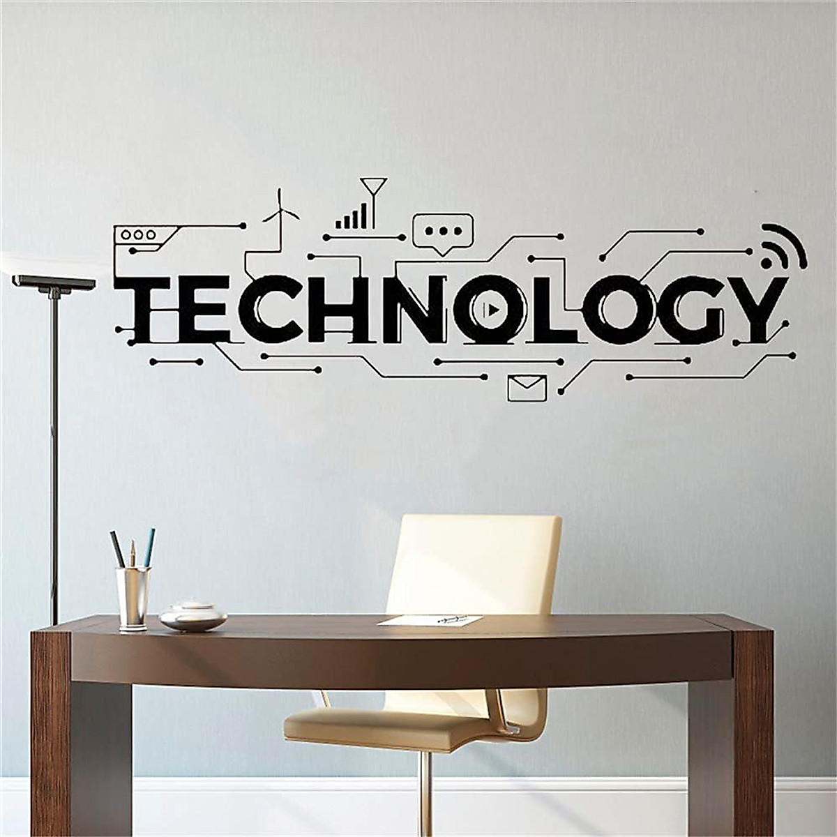 Teens Technology Lettering Wall Art Sticker School Education Science Wall Decal Vinyl Removable Vinyl Wall Mural Poster for Classroom Students Decor TM-33 (Black, 13" H x 40" W)