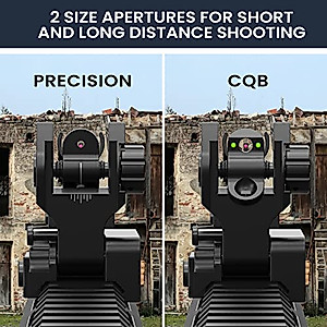Fiber Optic Iron Sights Flip Up Front and Rear Sites with Green & Red Dot Picatinny Backup Sight Set