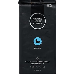 Kicking Horse Coffee, Decaf, Swiss Water Process, Dark Roast, Whole Bean, 10 Oz - Certified Organic, Fairtrade, Kosher Coffee