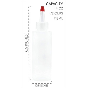 Cornucopia Brands 4oz HDPE Plastic Squeeze Bottles w/Yorker Tips (6-Pack), Empty Refillable Bottles for Arts, Crafts & Kitchen (6-Pack)
