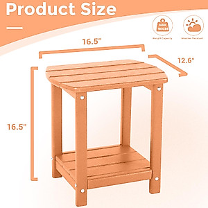 GARDENSTAR Adirondack Square Outdoor Side Table,2-Tier Storage Patio Side Table, HDPE End Tables for Backyard Pool Porch Garden Lawn GoldenYellow