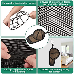 NAZZO Hat Washer for Dishwasher Washing Machine, Hat Cleaner Protector Holder for Curved Caps with Mesh Bag, Foldable Cap Washer Frame Cage Universal Adult Kids Basketball Cap, Black, 2 Pack