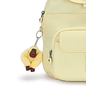 Kipling Women's Queenie, Adjustable Backpack Straps, Monkey Keychain, Key Clasp, Top Carry Handle, Lemon Glaze, 10''L x 13.25''H x 6.25''D