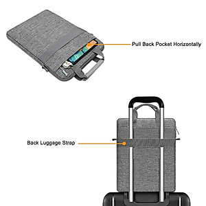 MOSISO Vertical Laptop Shoulder Bag Compatible with MacBook Air/Pro,13-13.3 inch Notebook,Compatible with MacBook Pro 14 2023-2021 A2779 M2 A2442 M1 with 2 Front Pockets&Front Decorative Pockets, Gray