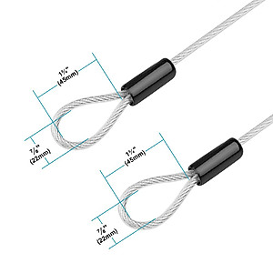 2½ ft Security Cable Luggage Lock Safety Cable Wire with Double Looped Ends, 5mm Iron Galvanized PVC Coated Braided Security Cable Breaking Force 220 lb (4 Pack)