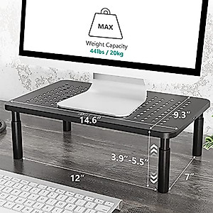 WALI Monitor Stand Riser, Adjustable Laptop Stand Riser Holder, 3 Height Adjustable Underneath Storage for Office Supplies