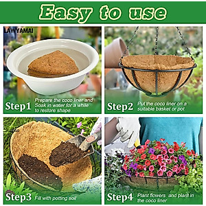 Y&M 2pcs 16“ Round Coconut Fiber Liner, 16'' Coco Liner Pre-Formed Replacement for Wall Hanging Planter Basket