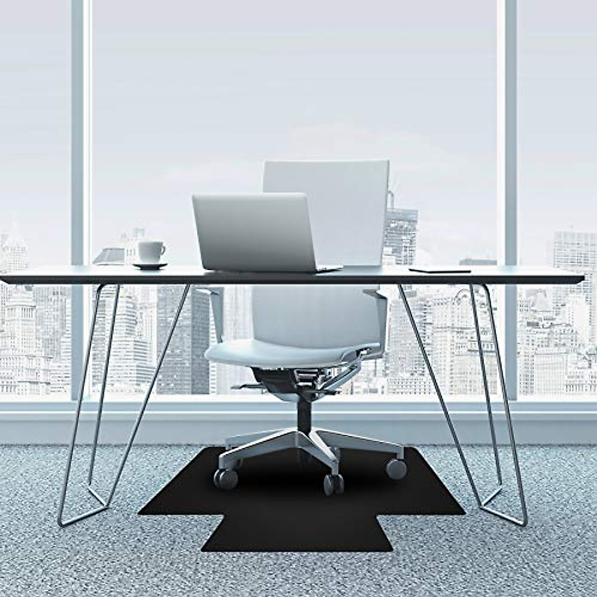Advantagemat Black Vinyl Lipped Chair Mat for Carpets - 45" x 53",