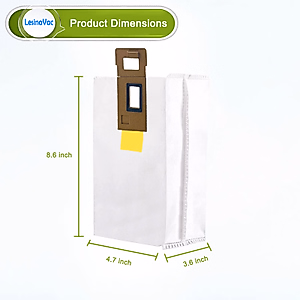 LesinaVac 12 Pack Dust Bags - S7 Compatible with Roborock S7+ Vacuum Cleaner, 3L Large Capacity, Auto-Empty Dock