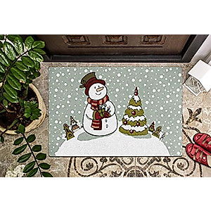 Brumlow MILLS Snowman Washable Festive Christmas Snow Scene Indoor or Outdoor Holiday Area Rug for Living or Dining Room, Bedroom Carpet and Kitchen Runner Rug, 30" x 46", Snow Christmas Tree