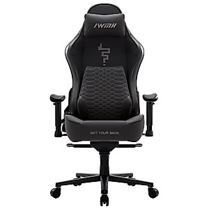 IWMH Gaming Chair Office Chair with Ergonomic Lumbar Support, High Back Executive Computer Chair, Swivel Rolling Desk Chair for Adults Teens with Headrest, 450LBS, Black