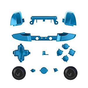 WPS Chrome Color ABXY Dpad Triggers Full Buttons Set Mod Kits for Newest Xbox One Slim/Xbox one S Controller with Screwdriver (Torx T6 T8) Set (Light Blue (Indigo)) for 1807 Version