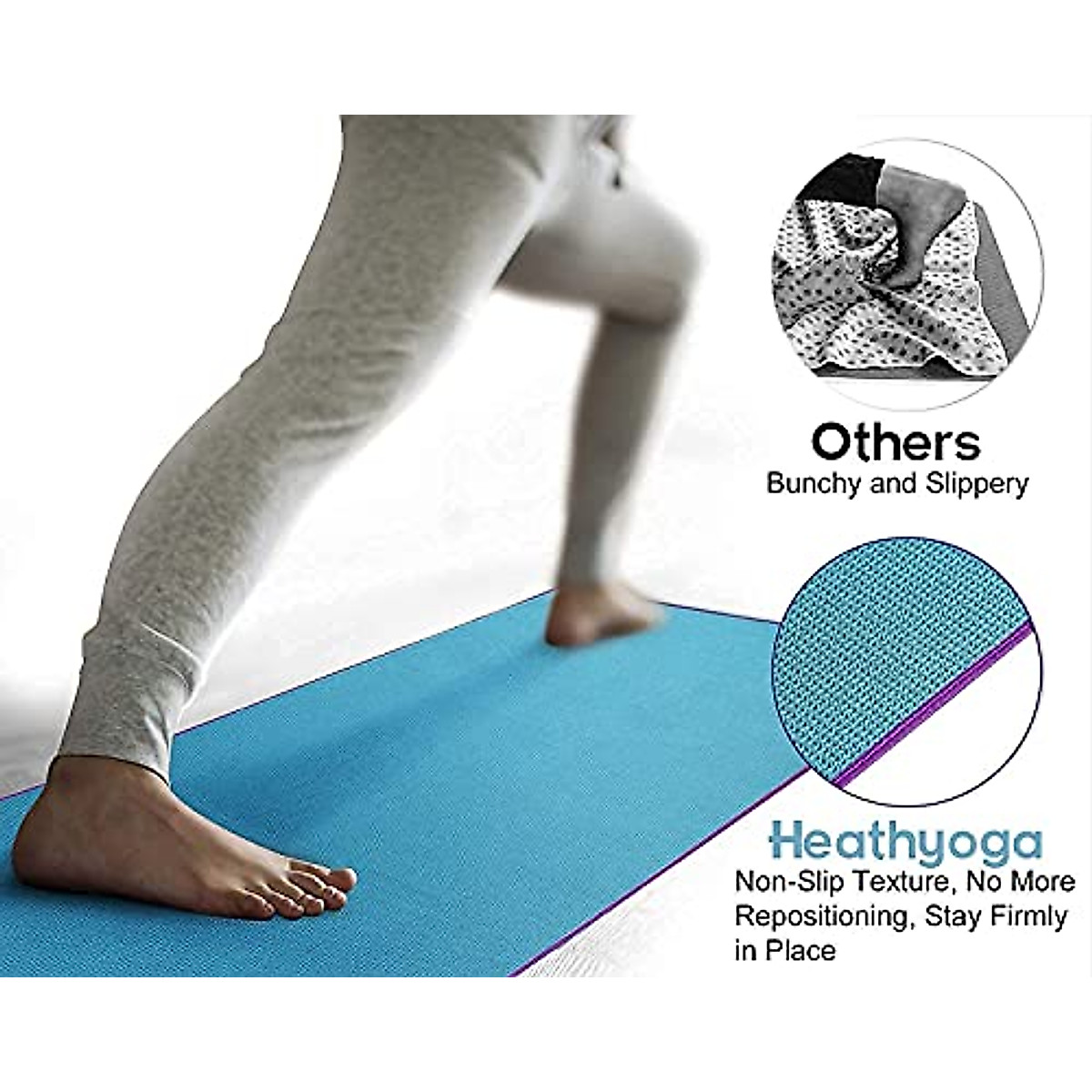 Heathyoga Yoga Sets - Yoga Blocks and Strap Set, Non Slip Yoga Towel with Silicone Coating Layer, Free Carry Bag and Spray Bottle