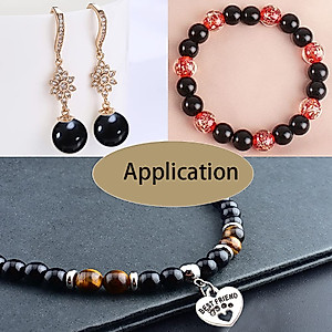 ZHFMLY 600pcs 6MM Black Glass Beads Handcrafted Round Lampwork Smooth Loose Bracelet Beads for DIY Jewelry Making #30724