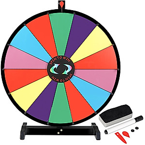 Smartxchoices 24" Spinning Prize Wheel, 14 Slots Color Tabletop Spinning Wheel with Dry Eraser & Marker Pen Editable for Carnival Fortune Spin to Win Casino Games Trade Shows