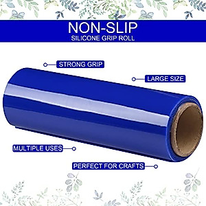 2 Pcs Non Slip Silicone Grip Material Roll Anti Slip Large Roll 7.87'' x 3 ft Cut to Size Non Slip Mat Large Table Pads for Eating Aids Baking Crafts Table Counter Drawer or Any Surface, Blue