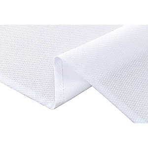Biscaynebay Textured Fabric Round Tablecloth 60 Inches in Diameter, White Water Resistant Tablecloths for Dining, Kitchen, Wedding & Parties, etc. Machine Washable