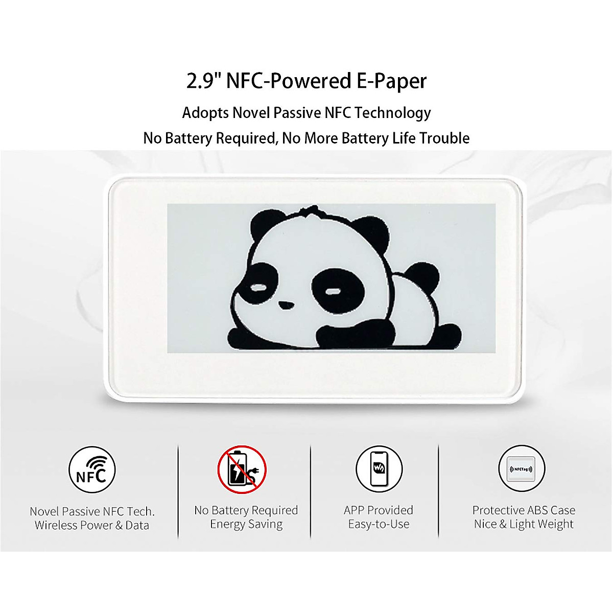 Waveshare 2.9inch Passive NFC-Powered e-Paper No Battery Required No Messy Wiring Novel Passive NFC Tech Wireless Powering & Data Transfer APP Provided 296×128 Pixel,Black& White Color