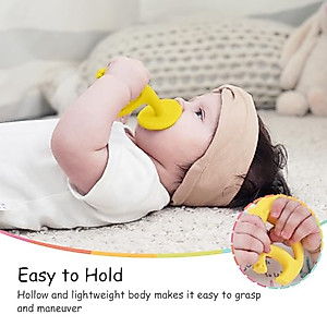 Baby Teething Toys for Babies 3 Months and Up with Attachable Clip, Mombella Elephant Teethers for Infant 3 Month+, Durable Silicone Newborn Soothing Biting Toys for Baby, BPA Free, Yellow