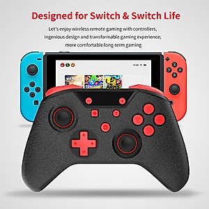 GCHT GAMING Wireless Switch Controllers Compatible with Nintendo Switch/Lite/OLED/PC/STEAM, Switch Pro Controller with Wake-up, Turbo, Vibration, Gyroscope, Programm Back Button (Black)
