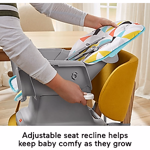 Fisher-Price SpaceSaver Simple Clean High Chair Baby to Toddler Portable Dining Seat with Removable Tray Liner, Windmill