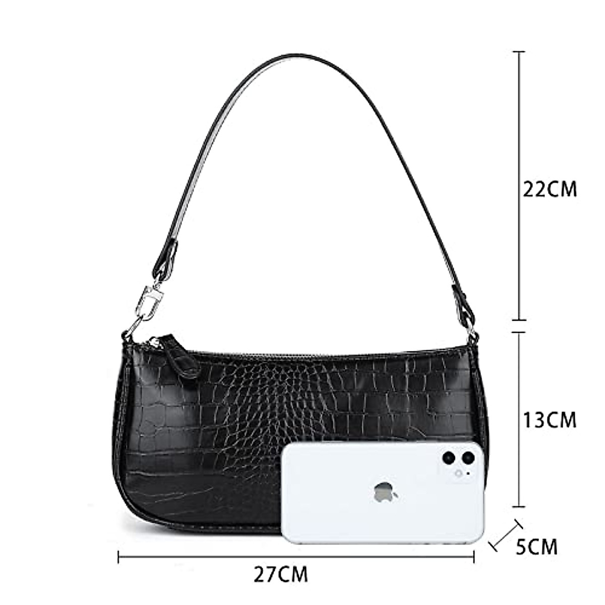 Shoulder Bags for Women, Retro Classic Tote HandBag Crocodile Pattern Clutch Purse with Zipper Closure