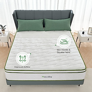 Novilla Full Mattress 12 Inch Hybrid Mattress with Gel Memory Foam & Pocketed Coil for Pressure Relief & Motion Isolation Medium Firm Full Bed Mattress in a Box Amenity