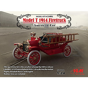 ICM ICM24004 Ford 1:24-Model T 1914 Firetruck, American Car
