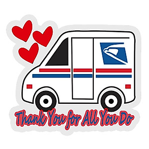 3 PCS Thank You Mailbox Decal, Waterproof Vinyl Sticker with Love and Support for USPS Mail Carrier Mail Truck Sticker (5inch)