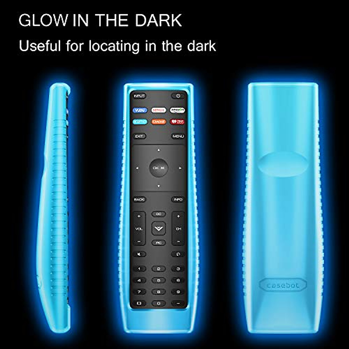 Fintie Remote Case for Vizio XRT136 / Vizio XRT140 Remote Control, CaseBot Lightweight Anti-Slip Shockproof Silicone Cover for VIZIO XRT136 XRT140 Smart TV Remote, Sky Blue- Glow in The Dark