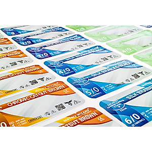 Mixed Sterile Suture Thread with Needle (Dissolvable and Non-dissolvable 0, 2-0, 3-0, 4-0, 5-0, 6-0) - Stitch Up Gear, Medical Surgical Suturing Kit, First Aid Field Emergency Demo, Camping Safety Kit