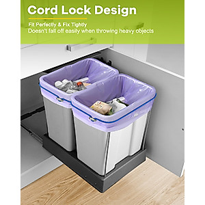 Rosaver Garbage Can Bands Cord Lord Design Adjustable Large Trash Can Rubber Bands Fits 8-33 Gallon Trash Cans Multifunction Bands Litter Box Bands for Kitchen Tables Picnic Party (Black,White,Grey)