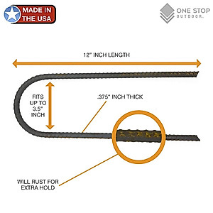 USA Made - (4-Piece Set) Trampoline Wind Stakes 0.375 Inch Heavy Duty Stake Safety Ground Anchor Non-Galvanized Steel Rebar Wind Stakes