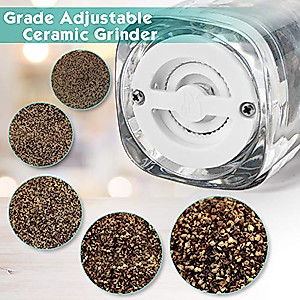 Salt And Pepper Grinder Set Adjustable Ceramic Salt And Pepper Shakers Pepper Mill Grinder Refillable Spice Grinder Glass pepper mill Seasoning Grinders Pepper Mill & Salt Mill