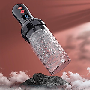 Uoffile Male Masturbator Sex Toys, Automatic Male Masturbators Sex Toy with 9 Thrusting & Rotating Modes, Mens Sex Machine Electric Pocket Pussy with Cover, LCD Display Male Stroker Adult Sex Toys