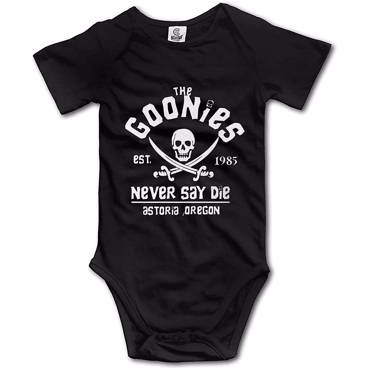 LyCheer Baby Onesie Goonies Never Say Die Newborn Jumpsuit Short Sleeve Unisex Bodysuit Black