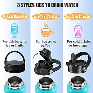 18oz Water Bottle,Vacuum Insulated Stainless Steel Water Flask with Straw Lid Auto Spout Lid Sport Lid,Leak Proof,Double Walled Travel Drink Mug,Metal Canteen,Hot Cold Water Bottles