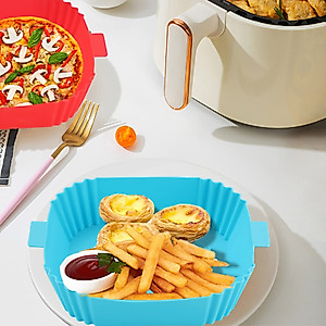 Air Fryer Silicone Liners-Silicone Air Fryer Liners,Airfryer Liners Square Silicone Air Fryer Liners Basket Accessories Air Fryer Liner Silicone Pot Basket Reusable Baking Tray for Air Fryer 2pcs