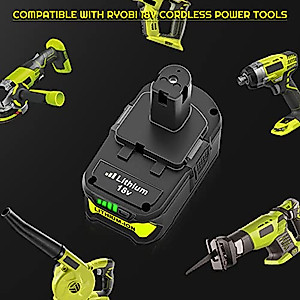 2-Pack 18 Volt P108 Battery Replacement for Ryobi 18V Lithium-Ion 6.0 Ah Battery P109 P107 P105 P104 P103 P102 P190 with LED Indicator