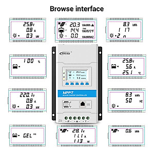 EPEVER 40A MPPT Solar Charge Controller Max. PV 150V Solar Panel Charge Regulator with LED&LCD Display Double USB Port and MT50 Remote Meter Temperature Sensor RTS & PC Communication Cable RS485