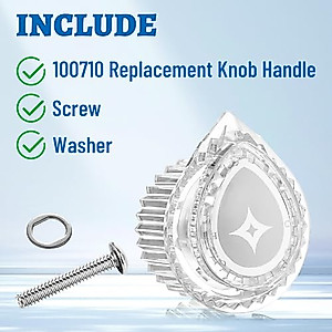 Shower Handle Knob Replacement Compatible with Moen 100710 Posi-Temp Valve, Bathtub Faucet Chrome Knob Kit, Tub Faucet Parts, White, 1 Pack