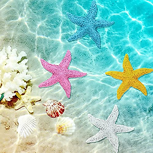 Cobee® Realistic Starfish Aquarium Ornament, 4 Pieces Resin Starfish Fish Tank Decoration Tropical Sea Animal Aquarium Decor Simulation Starfish Figurines Fish Tank Accessories