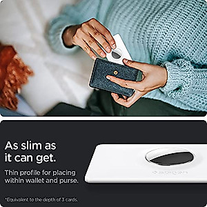 Spigen Air Fit Designed for Apple AirTag Wallet Card Case Cover AirTag Holder for AirTag Keychain Ring (2021) - White
