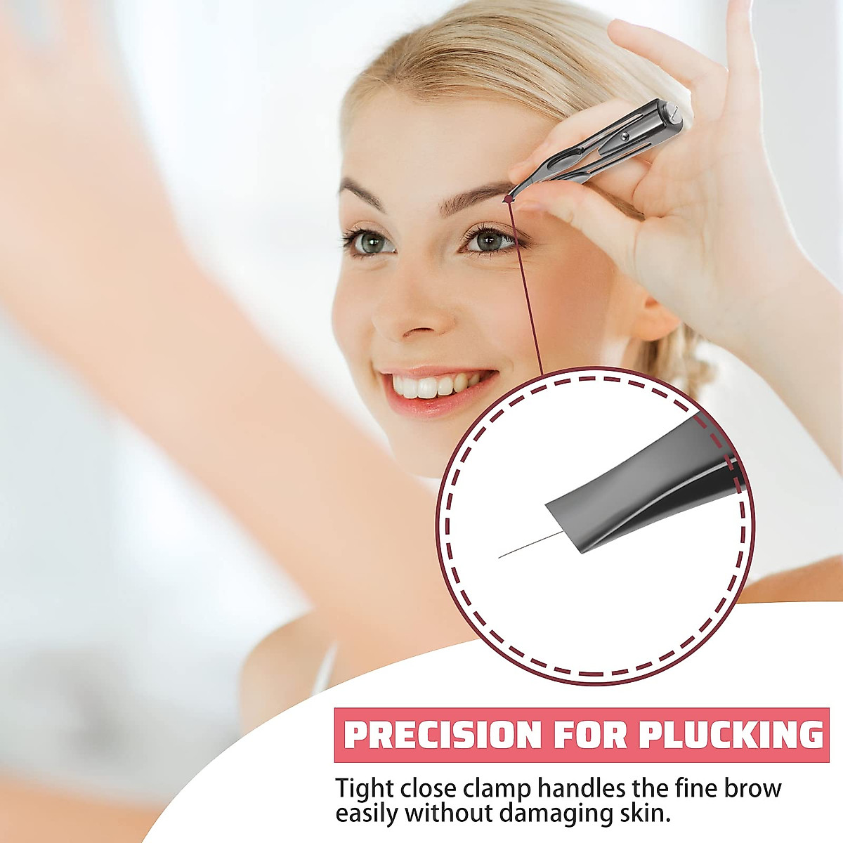 2 Pieces Tweezers with LED Light Hair Removal Lighted Tweezers Makeup Tweezers with Light Tools for Men Women Precision Eyebrow Eyelash Hair Removal Tweezers Stainless Steel Tweezers (Black, Red)